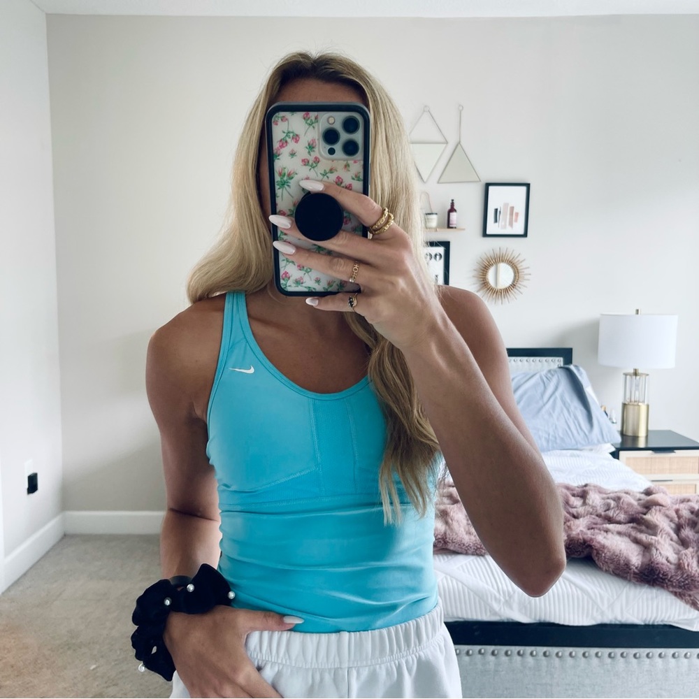 Nike Neon Light Blue Running Tank - Gem